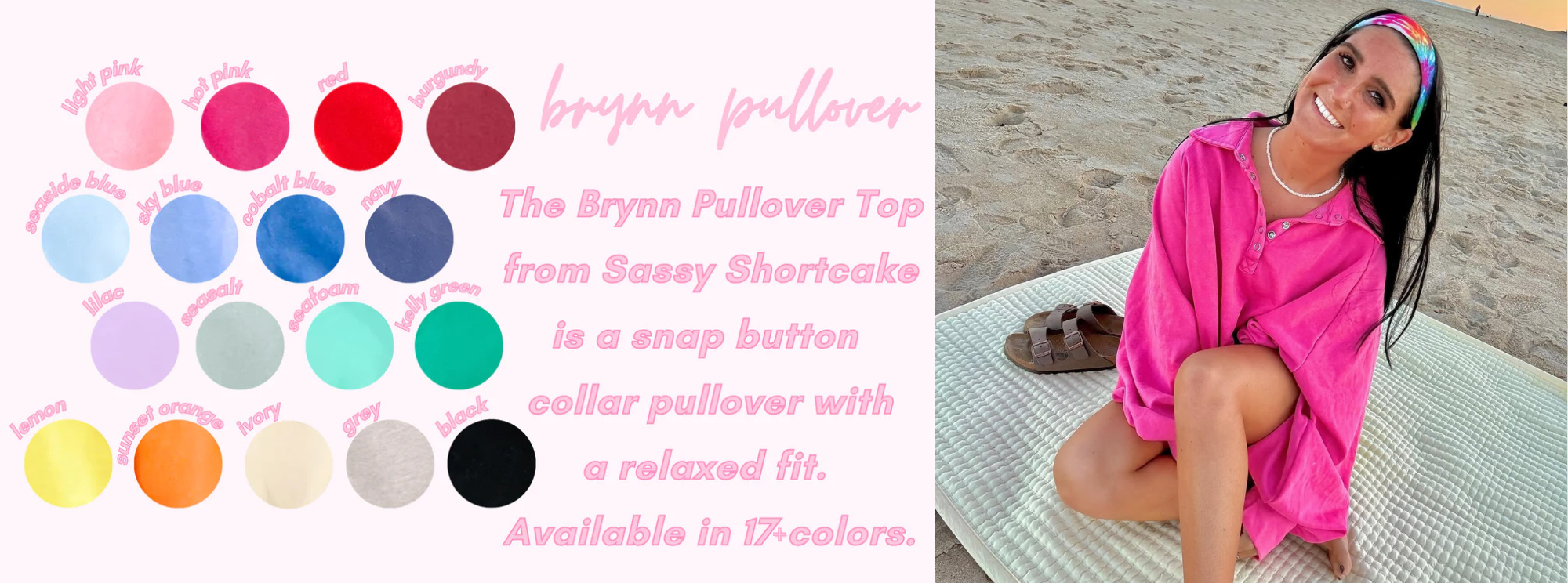 Brynn Hot Pink Pullover Top Sassy Shortcake