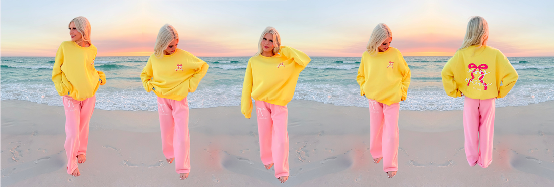 Sassy Yellow Bow Crewneck | Cute Pink Bow Sweatshirt – Sassy Shortcake