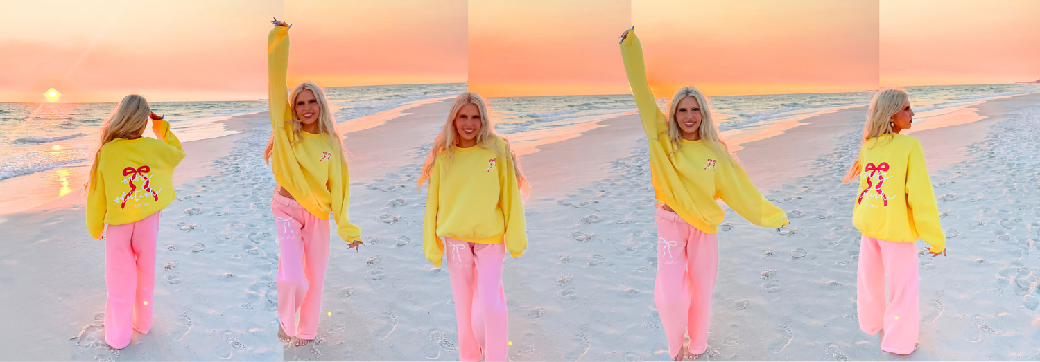 Sassy Yellow Bow Crewneck | Cute Pink Bow Sweatshirt – Sassy Shortcake