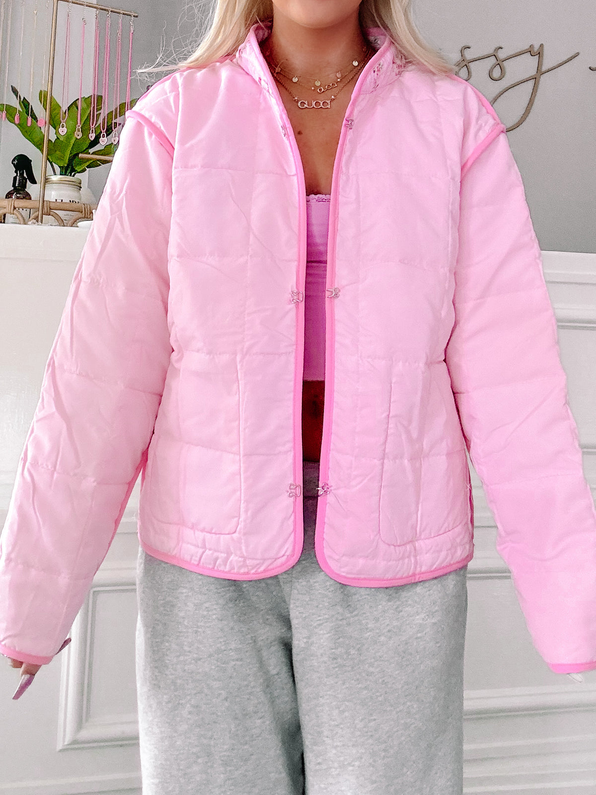 Floral Crest Quilted Pink Floral Jacket | Sassy Shortcake | Sassy Shortcake