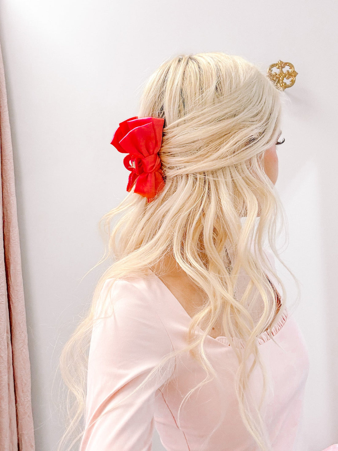 Red Satin Bow Hair Clip | Sassy Shortcake
